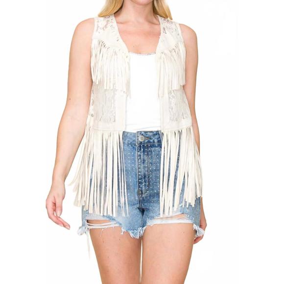 VOCAL APPAREL | Jackets & Coats | New Vocal Apparel Western Lacefringe Vest Plus In White | Poshmark
